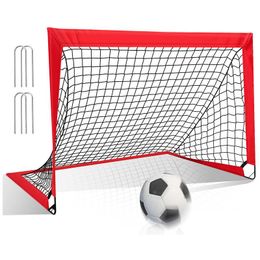 Fußballtor Faltbares Tragbares Fußballnetz Mini Fußball Tor für Kinder 120 x 90 x 90 cm - Rot - Swanew