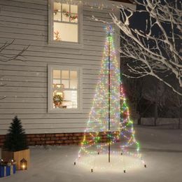 LED-Weihnachtsbaum,Outdoor-Lichterketten mit Metallstange 500 LEDs Mehrfarbig 3 m vidaXL