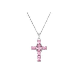 Giorgio Martello MILANO Kette mit Anhänger Anhänger Kreuz mit Zirkonia oder Kristallstein, Silber 925, rosa