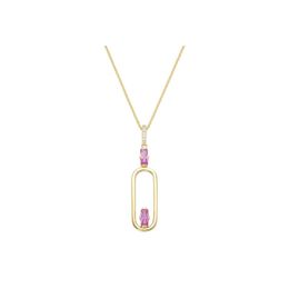 Giorgio Martello MILANO Kette mit Anhänger Anhänger, weiße und fuchsia Zirkonia vergoldet, Silber 925, goldfarben