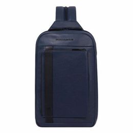 Piquadro David Umhängetasche RFID Schutz Leder 32 cm blue