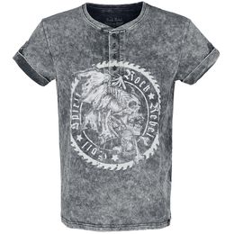 Rock Rebel by EMP T-Shirt in Vintage Optik und Knopfleiste T-Shirt schwarz in L