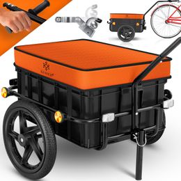 Kesser® Fahrradanhänger Lastenanhänger Handwagen mit Kupplung Hochdeichsel für Fahrrad Transportanhänger Transportbox mit 70 Liter Volumen Max. 60kg für Fahrräder mit 26'' - 28''