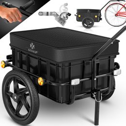 Kesser® Fahrradanhänger Lastenanhänger Handwagen mit Kupplung Hochdeichsel für Fahrrad Transportanhänger Transportbox mit 70 Liter Volumen Max. 60kg für Fahrräder mit 26'' - 28''