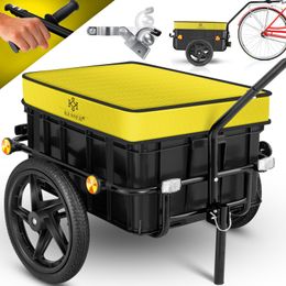 Kesser® Fahrradanhänger Lastenanhänger Handwagen mit Kupplung Hochdeichsel für Fahrrad Transportanhänger Transportbox mit 70 Liter Volumen Max. 60kg für Fahrräder mit 26'' - 28''