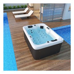 TroniTechnik® Outdoor Whirlpool LEVANZO, 2,2kW Pumpe, 3kW Heizung - 190 x 135 x 77cm - Inkl. Heizung, 41 Massagedüsen, inkl. Treppe