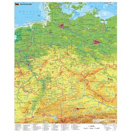 Stiefel Wandkarte Großformat Deutschland physisch - Heinrich Stiefel, Karte (im Sinne von Landkarte)