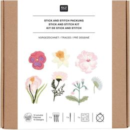Stick & Stitch Packung Frühlingsblumen, inkl. wasserlöslicher Stickvorlage, inkl. wasserlöslicher, bedruckter Stickvorlage, Stickg