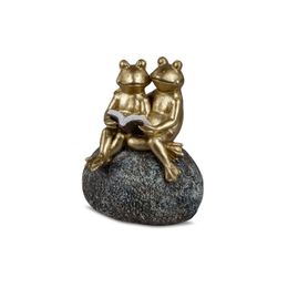 formano Sammelfigur Dekofigur Froschpaar auf Stein gold 13x16cm Skulptur Frogs Frösche
