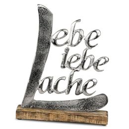 formano Dekofigur Schriftzug Lache Liebe Lebe aus Aluminium / Mango 32 cm