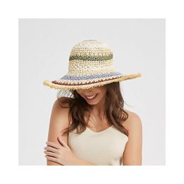 götäzer Sonnenhut Frauen Frühling und Sommer Multi-Color-Papier Seil häkeln Hut (1-St) Sonnenschirm Sonnenhut und Strand Hut für Reisen und Urlaub