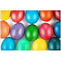 Wallario Glasbild, Bunte Oster-Eier in Nahaufnahme mit kräftigen Farben