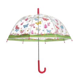 Esschert Design Stockregenschirm Kinder Regenschirm transparent mit SCHMETTERLINGEN und pinkem Griff