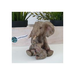 Aspinaworld Dekofigur Afrika Deko sitzende Elefanten Figur mit Baby 10 cm