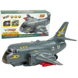 LEAN Toys Spielzeug-Flugzeug Transportflugzeug Sounds Bomber Armee Flugzeug Raketen Spielzeug Licht
