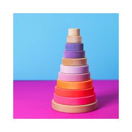 GRIMM´S Spiel und Holz Design Spielbausteine Scheibenturm Neon Farben mit 10 Holzscheiben in verschiedenen Farben