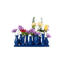 Jinfa Dekovase Handgefertigte kleine Keramik Deko Blumenvasen (10 Vasen Set blau)