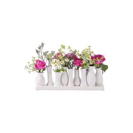 Jinfa Dekovase Handgefertigte kleine Keramik Deko Blumenvasen (10 Vasen Set weiß)