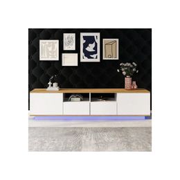 BlingBin Lowboard TV-Schrank TV-Lowboard Mit großem Stauraum Weiß (Mit zwei Türen und zwei Schubladen)