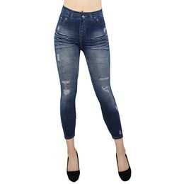 dy_mode 7/8-Jeggings Damen 7/8 Leggings Jeans Optik Capri Jeggings Sommer Jeggins mit elastischem Bund
