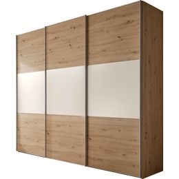 Schwebetürenschrank STAUD "Includo" Schränke Gr. B/H/T: 280 cm x 222 cm x 68 cm, Comfort, 3 St., braun (artisan eiche, weiß) Schwebetürenschränke und Schiebetürenschränke