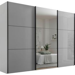 Schwebetürenschrank STAUD "Includo Glas" Schränke Gr. B/H/T: 298 cm x 222 cm x 68 cm, Basic, 3 St., grau (hellgrauglas) Schwebetürenschränke und Schiebetürenschränke