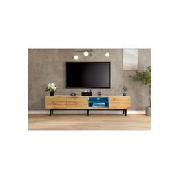 Ulife Lowboard Beige TV-Schrank mit Holzmaserung & LED-Beleuchtung (Packung)