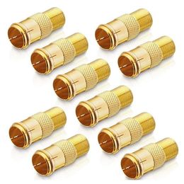 conecto Adapter mit F-Quick-Stecker auf F-Buchse vergoldet gold (10 Stück) SAT-Kabel