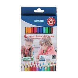 Stylex Schreibwaren Buntstift 12 dicke Jumbo Dreikant-Buntstifte / 12 verschiedene Farben