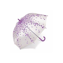 Happy Rain Stockregenschirm transparenter Regenschirm mit lila Blüten "Blossom"