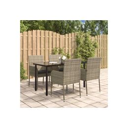 vidaXL Garten-Essgruppe mit Kissen Poly Rattan