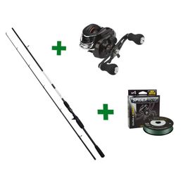 DAM Fishing Baitcastrolle Baitcasting SET mit Baitcastrute Baitcastrolle SpiderWire gefl. Schnur