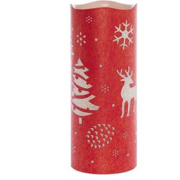 MyFlair Möbel & Accessoires LED-Kerze Weihnachtsdeko (1-tlg), mit winterlichem Motiv, rot|weiß