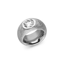 SKIELKA DESIGNSCHMUCK Silberring Silber Ring "Massiv" Zirkonia 10 mm (Sterling Silber 925)