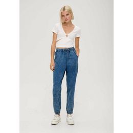 QS 7/8-Hose Ankle-Jeans / Relaxed Fit / High Rise / Semi Wide Leg Waschung