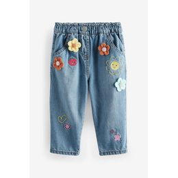 next Mom-Jeans Mom-Jeans mit plastischer Blume (1-tlg)