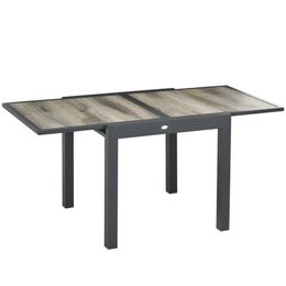 Outsunny Gartentisch mit ausziehbarer Tischplatte natur, schwarz (Farbe: mehrfarbig)