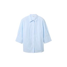 Tom Tailor Damen Plus - Gestreifte Bluse mit TENCEL(TM) Lyocell, blau, Gr. 48