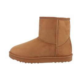 Ital-Design Damen Snowboots Freizeit Snowboots Flach Flache Stiefeletten in Camel