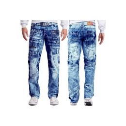 KOSMO LUPO 5-Pocket-Jeans Auffällige Herren Hose BA-KM009 Blau W36/L34 (1-tlg) Markantes Design mit Aufgesetzten Applikationen
