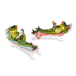 formano Sammelfigur 2er Set formano lustige Frösche Frosch auf Liege im Urlaub Poly 16 cm