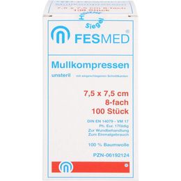 Mullkompressen Es 7,5x7,5 cm unsteril 8fach 100 St
