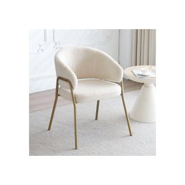 Ulife Polsterstuhl Moderne weiße Esszimmerstühle mit golden Beinen Lamm Samt (1 St)