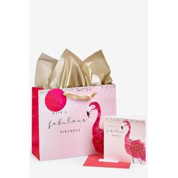 next Geschenkpapier Flamingo Geschenktasche und Karte im Set