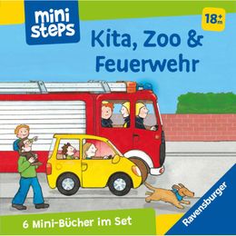 RAVENSBURGER VERLAG ministeps: Mein erster Bücher-Würfel: Kita, Zoo und Feuerwehr (Bücher-Set) - Ina Milk, Pappband