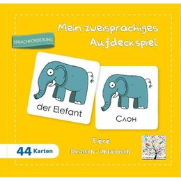 Mein zweisprachiges Aufdeckspiel Tiere Deutsch-Ukrainisch (Kinderspiel)
