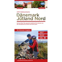 ADFC-Radtourenkarte DK1 Dänemark/Jütland Nord 1:150.000, reiß- und wetterfest, E-Bike geeignet, GPS-Tracks Download, mit Bett+Bike Symbolen, mit Kilometer-Angaben, Karte (im Sinne von Landkarte)