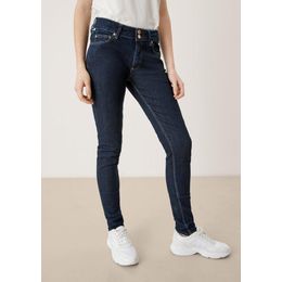 QS Stoffhose Jeans Sadie / Skinny Fit / Mid Rise / Skinny Leg Leder-Patch