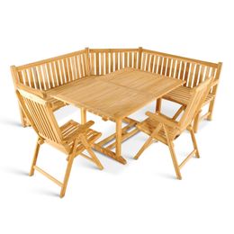 SAM® Gartenmöbel Set 4tlg mit Eckbank Teak Gartentisch ausziehbar 180-240 cm KUBA/ARUBA
