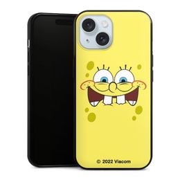 DeinDesign iPhone 15 Handy Slim Case extra d&uuml;nn Silikon Handyh&uuml;lle schwarz H&uuml;lle Spongebob Official Licensed Product Kindheit Silikon Slim Case